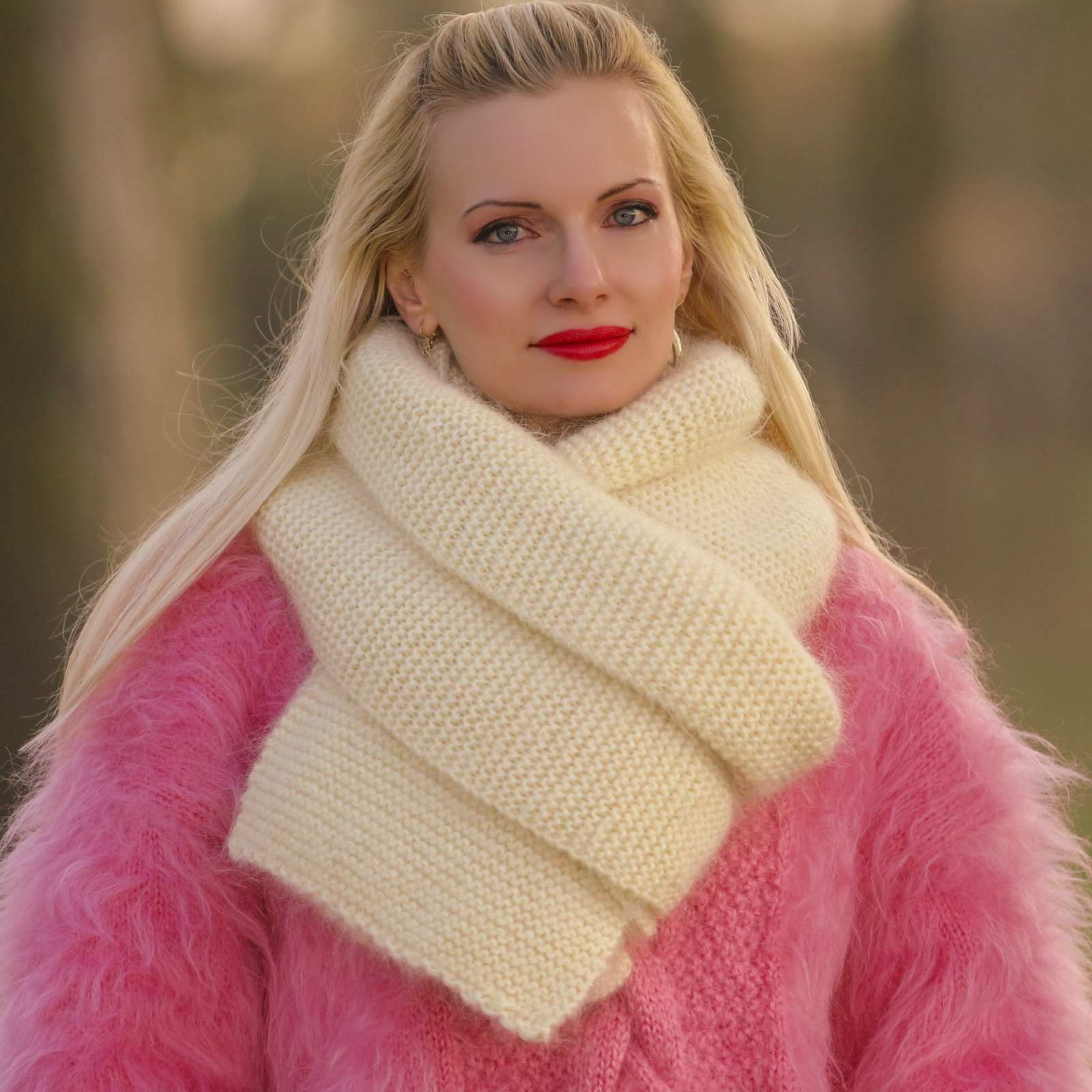 SUPERTANYA hand made extra long mohair scarf in ivory