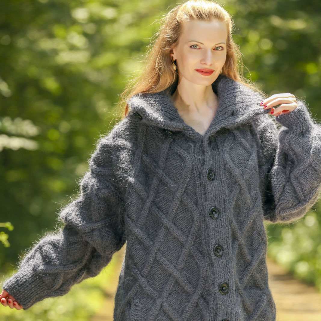 Gray cable mohair jacket SuperTanya