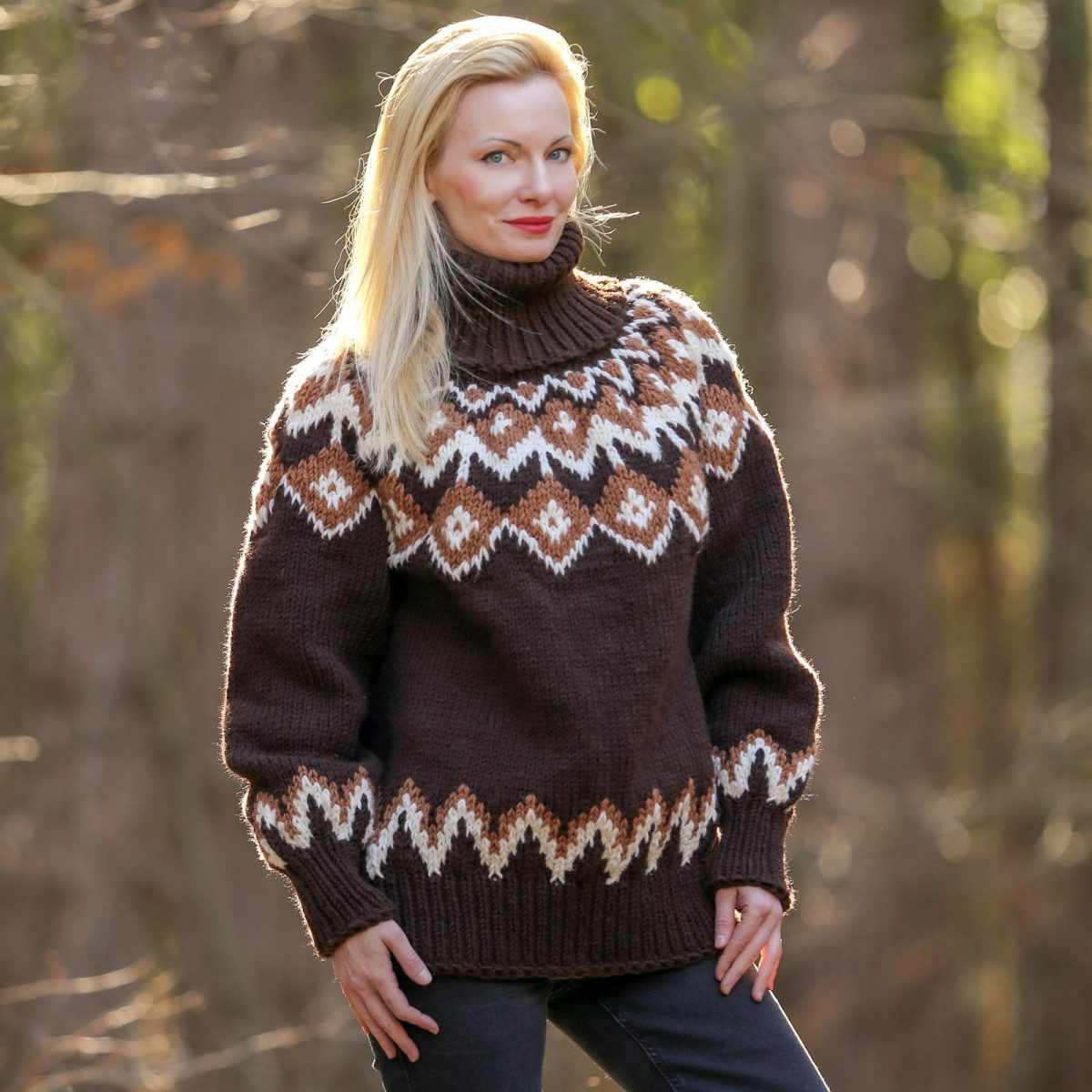 Brown Icelandic wool sweater made to order